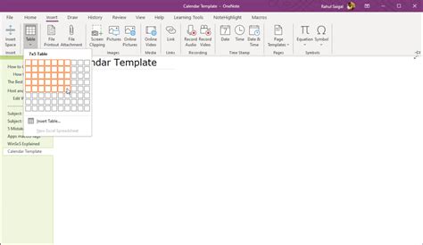 How To Create A OneNote Calendar Template