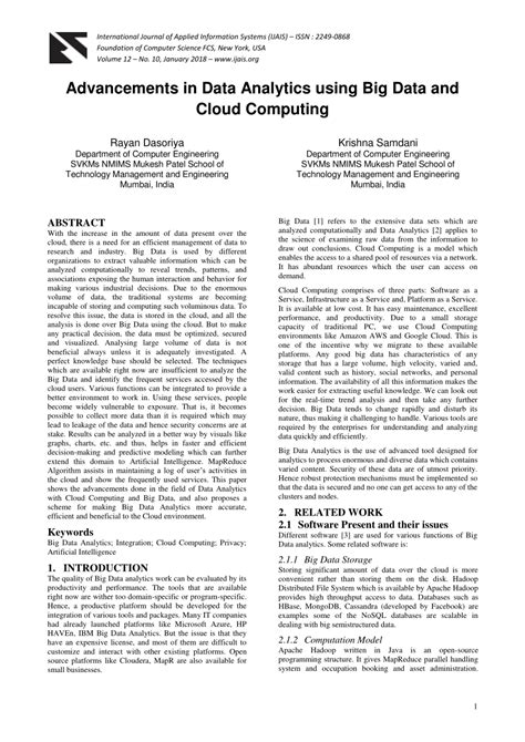 Pdf Advancements In Data Analytics Using Big Data And Cloud Computing