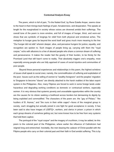 Contextual Analysis Essay Pdf