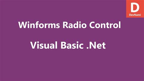 Visual Basic Net Winforms Radio Button Control Youtube