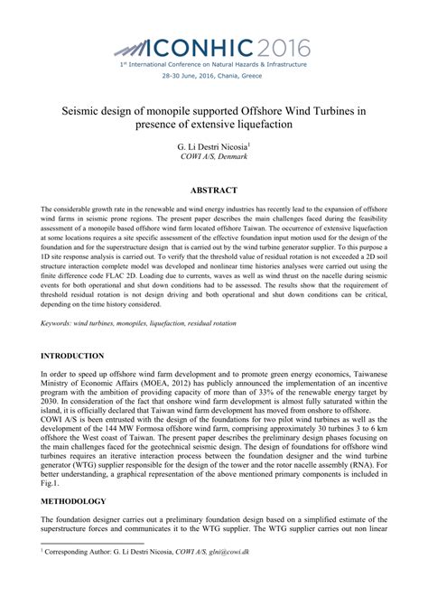 Pdf Seismic Design Of Monopile Supported Offshore Wind Turbines In Presence Of Extensive