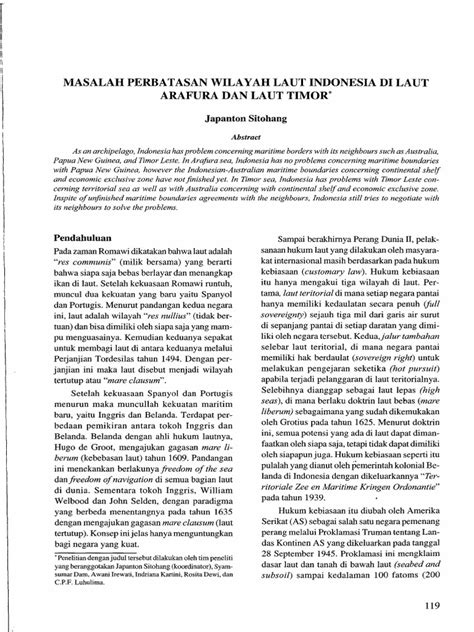 Masalah Perbatasan Wilayah Laut Indonesia Di Laut Arafura Dan Laut