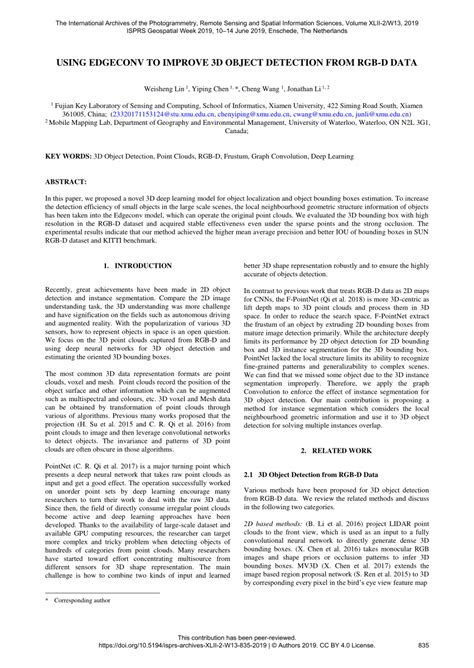 Pdf Using Edgeconv To Improve 3d Object Detection From Rgb D Data