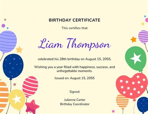 Free Printable Birthday Certificate Templates To Customize Online