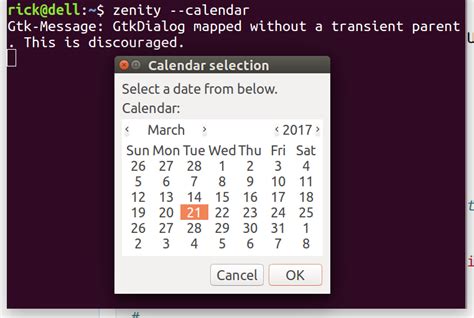 is there a command to display a calendar in the terminal ask ubuntu