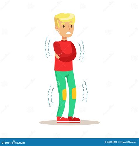 Shivering Boy Feeling Cold Freezing Temperature Cold Weather Cartoon