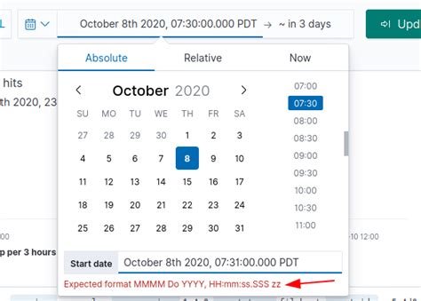 unable to manually specify start end timestamps in date range selector kibana discuss the