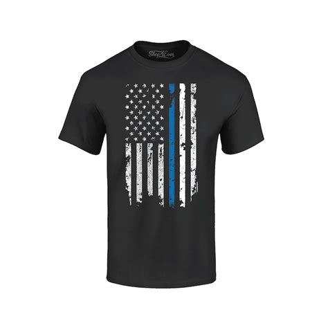 Police Officer American Flag Blue Line Usa T Shirt Law Enforcement