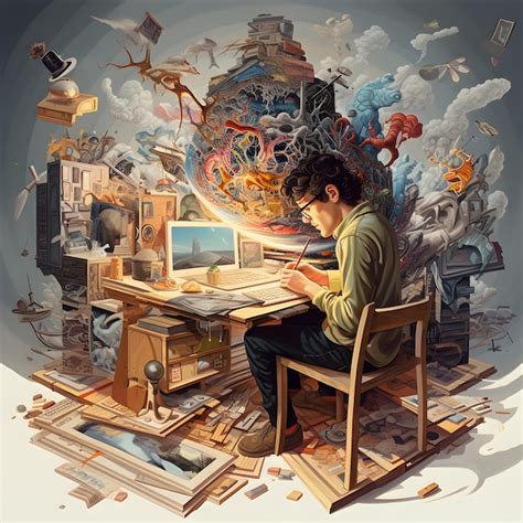 Premium Ai Image Illustration Of A Man Working On A Computer At His Desk