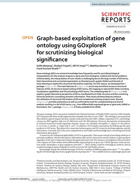 Pdf Graph Based Exploitation Of Gene Ontology Using Goxplorer For