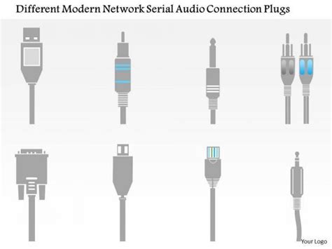 Business Diagram Different Modern Network Serial Audio Connection Plugs Ppt Slide