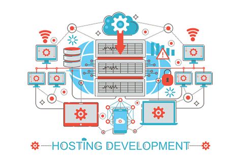 웹 사이트 프리젠 테이션 및 포스터에 대한 아이콘호스팅 개발의 현대 그래픽 평면 라인 디자인 스타일 인포 그래픽 개념 0명에 대한 스톡 벡터 아트 및 기타 이미지 Istock