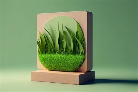 Premium Ai Image Green Grass Podium Stage