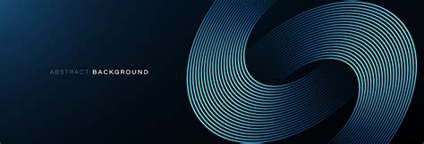빛나는 기하학적 선이 있는 진한 파란색 추상적인 배경 현대적인 반짝이는 파란색 타원형 라인 패턴입니다 미래 기술 개념입니다 텍스트를 위한 공간입니다 포스터 표지 배너 프리젠