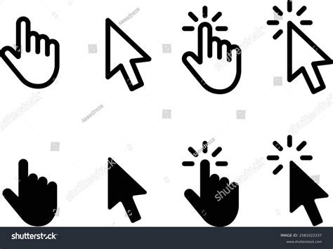 Computer Mouse Click Cursor Icon Set Stock Vector Royalty Free 2581022237 Shutterstock