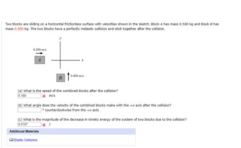 solved two blocks are sliding on a horizontal frictionless