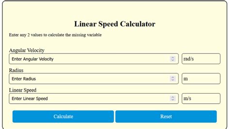 Rpm To Angular Velocity Calculator Area Calculators