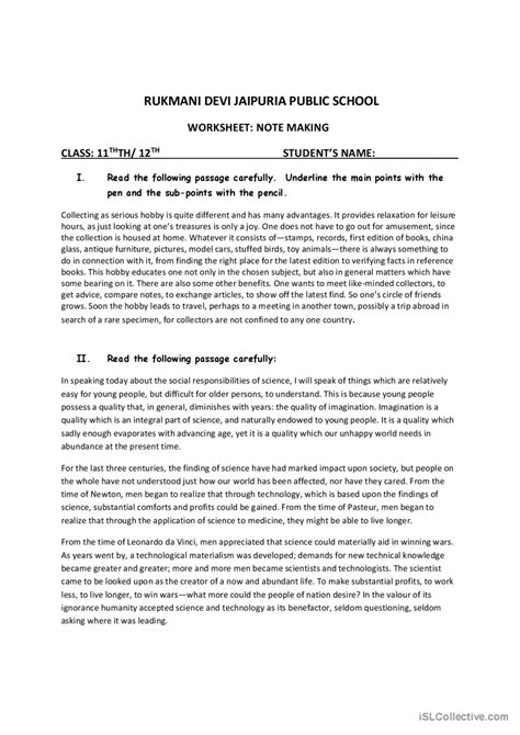 Note Making English ESL Worksheets Pdf Doc