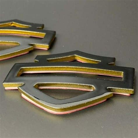 Buy Black With Gold Edges Tank Emblems Custom Emblems For Harley Davidson