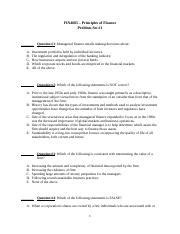 Problem Set 1 1 Docx FIN4685 Principles Of Finance Problem Set 1 A B C D E Question 1