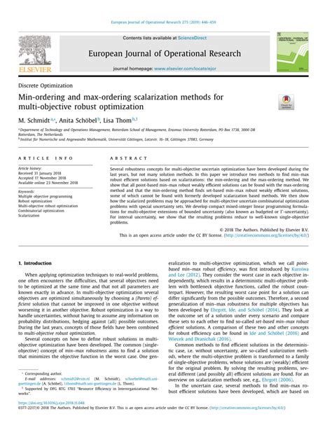 pdf min ordering and max ordering scalarization methods for multi
