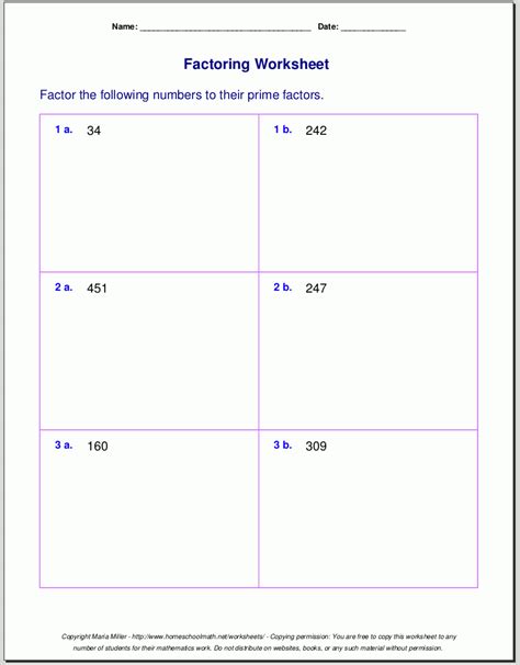 Prime Factorization Worksheets Pdf