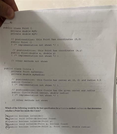 Solved 6 Public Class Point Private Double Myx Private
