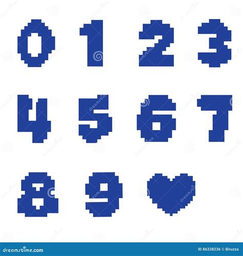 Pixel Numbers Retro Bit Pixels Number Font Vector Illustration Set CartoonDealer Com