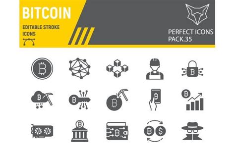 Bitcoin Glyph Icon Set Graphic By Fox Design · Creative Fabrica