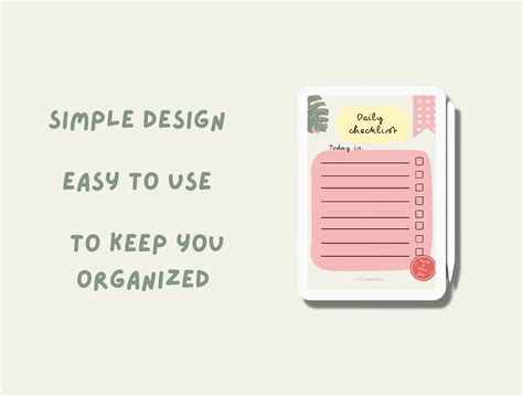 Daily Checklist To Do List Printable Digital Different Sizes IPad Planner For Goodnotes