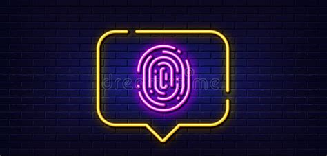 Fingerprint Line Icon Finger Print Scan Sign Neon Light Speech Bubble