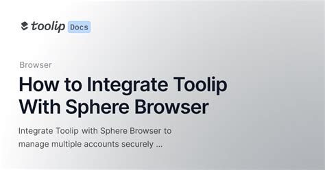 how to integrate toolip with sphere browser documentation