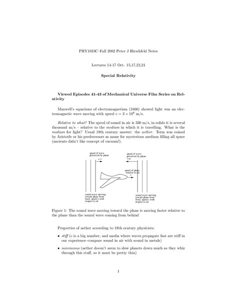 Special Relativity Lecture Notes Discover Physics Phy 1033 Docsity