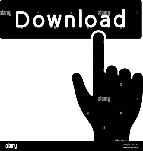 Download Button Click Glyph Icon Silhouette Symbol Data Receiving Hand Pressing Button