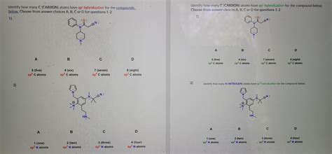 Solved Identify How Many C Carbon Atoms Have Sp3