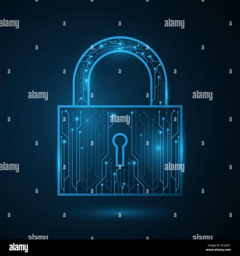Security Lock In Futuristic Cyber Style Password Protection Of Computer System Data And Files