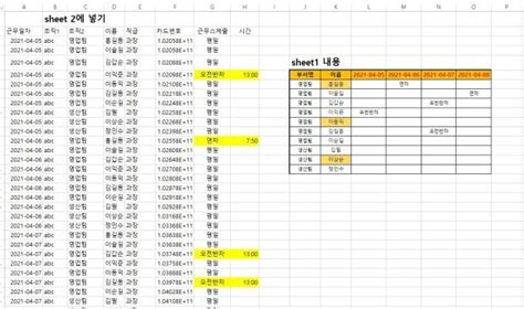 Vba 엑셀 서로 다른시트에 있는 내용에서 조건에 맞는 값 가져오기 지식in