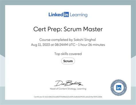 sakshi singhal on linkedin certificate of completion