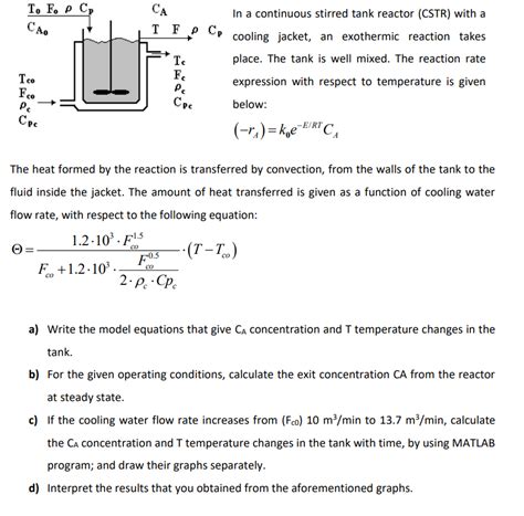 Solved In A Continuous Stirred Tank Reactor Cstr With A