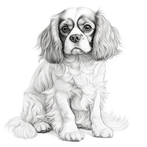 Premium Ai Image Meticulous Line Drawing Of Cavalier King Charles