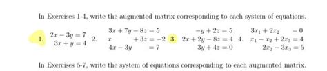 Solved In Exercises 1 4 Write The Augmented Matrix