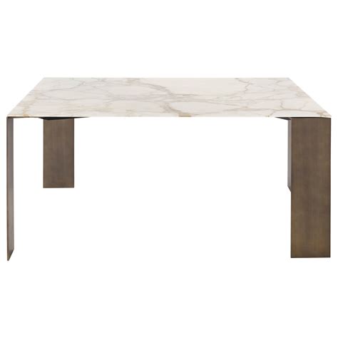 Exilis Round Dining Table With Black Metal Feet And Marble Top By Amura
