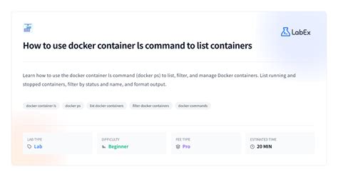 How To Use Docker Container Ls Command To List Containers Labex