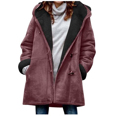 Kihout Plus Size Winter Coats For Women Winter Warm Fleece Lined Solid