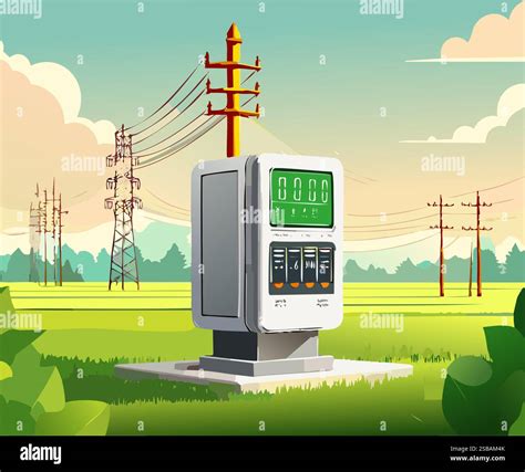 Electric Power Meter Measuring Power Usage With High Voltage Post Watt Hour Electric Meter