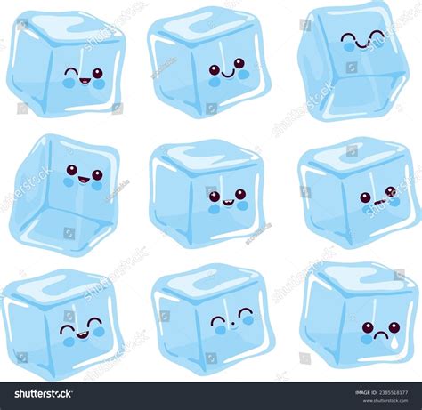 Cute Cartoon Ice Cube Characters Vector Stock Vector Royalty Free 2385518177 Shutterstock