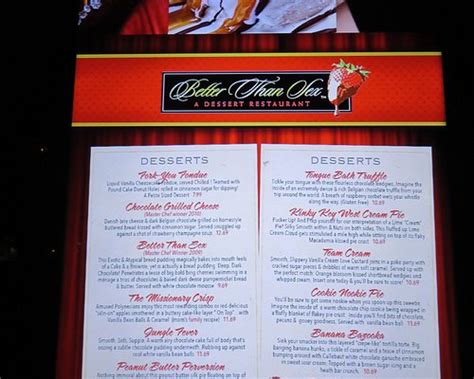 Better Than Sex A Dessert Restaurant Key West Menu Prices