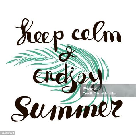 손 서 면된 구를 계속 진정 고 즐기는 여름 배경 열 대 야 자 나뭇잎입니다 벡터 일러스트입니다 개념에 대한 스톡 벡터 아트 및 기타 이미지 Istock