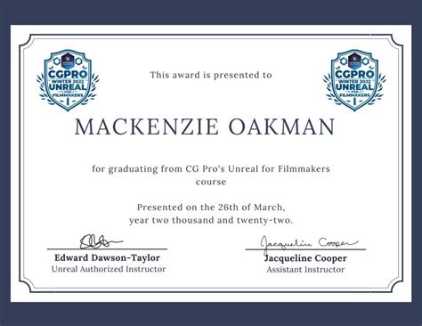 mackenzie oakman on linkedin certificateofcompletion cgpro unrealengine unrealengine4