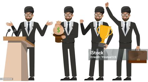 사업가는 검은 정장 캐릭터 벡터 디자인을 착용합니다 다양한 액션으로 프리젠 테이션 감독에 대한 스톡 벡터 아트 및 기타 이미지 감독 걷기 검색 Istock